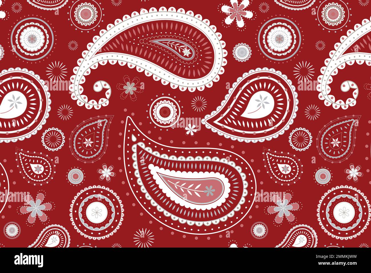 Aesthetic paisley background, red traditional Indian pattern vector ...