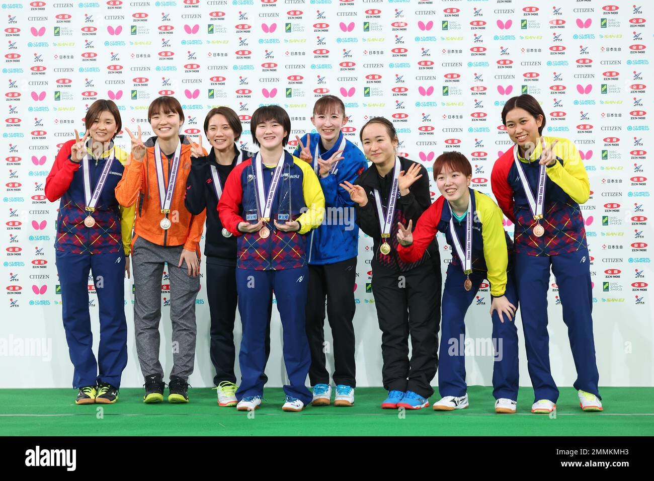(L-R) Honoka Hashimoto, Ayano I, Ayami Narumoto, Satsuki Odo, Hina Hayata, Mima Ito, Saki ...