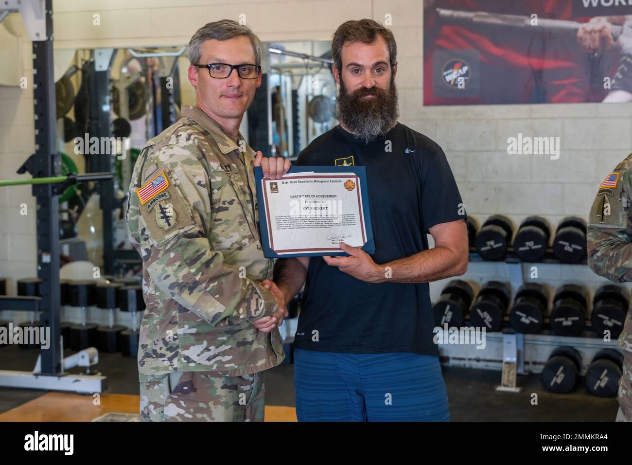 Col. Matthew Kelly, Commander, Army Environmental Command, awards Kyle ...