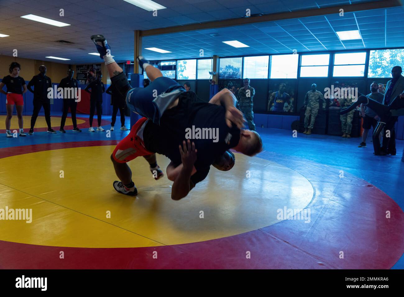 Pfc. Kamal Bey, and Spc. Britton Holmes demonstrate Greco-roman ...