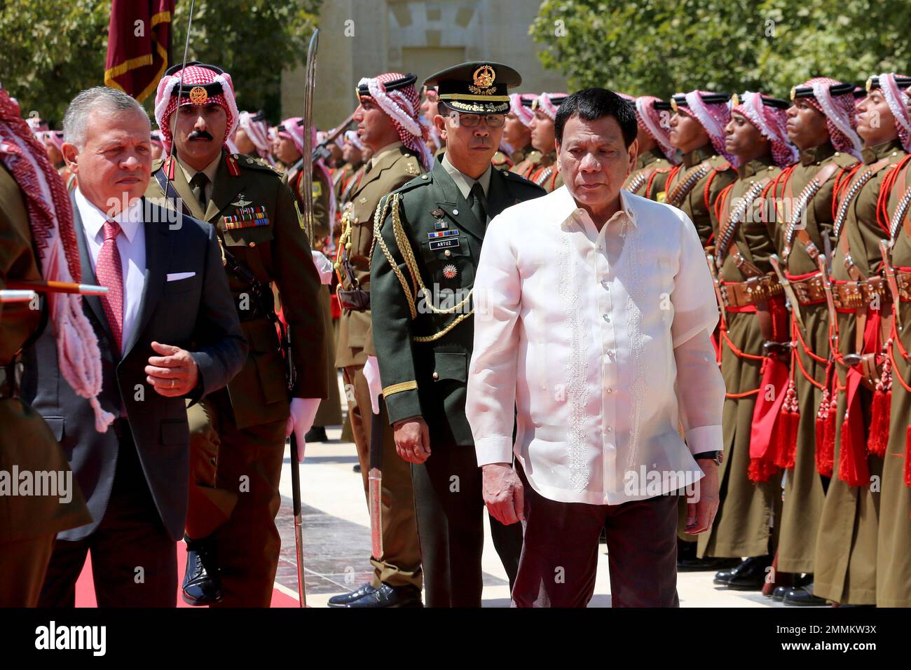 President of the Philippines Rodrigo Duterte, right, and Jordanian King ...