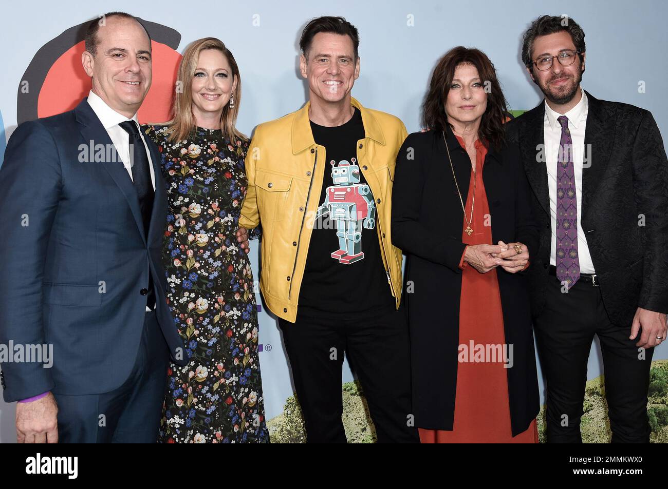 David Nevins, from left, Judy Greer, Jim Carrey, Catherine Keener and ...