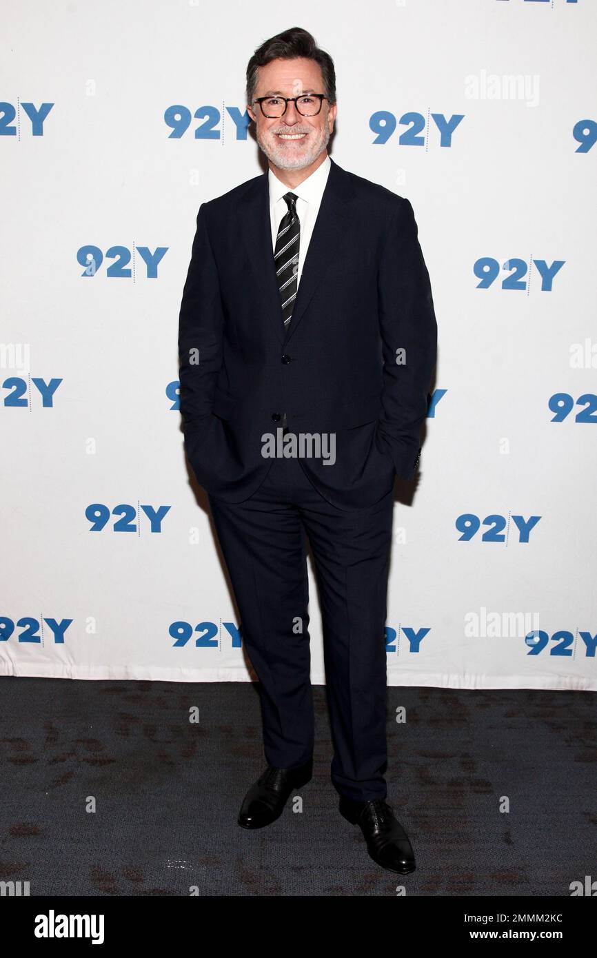 Stephen Colbert poses before a Q and A with John Krasinski at 92nd ...