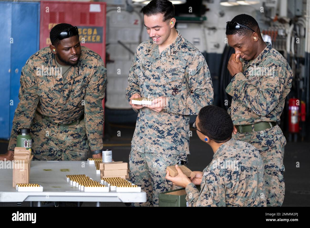 U.S. Marine ammo technicians with Combat Logistics Battalion 31 take ...