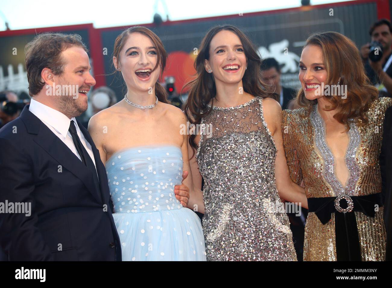 Director Brady Corbet, Raffey Cassidy, Natalie Portman and Stacy Martin at the premiere of the ...