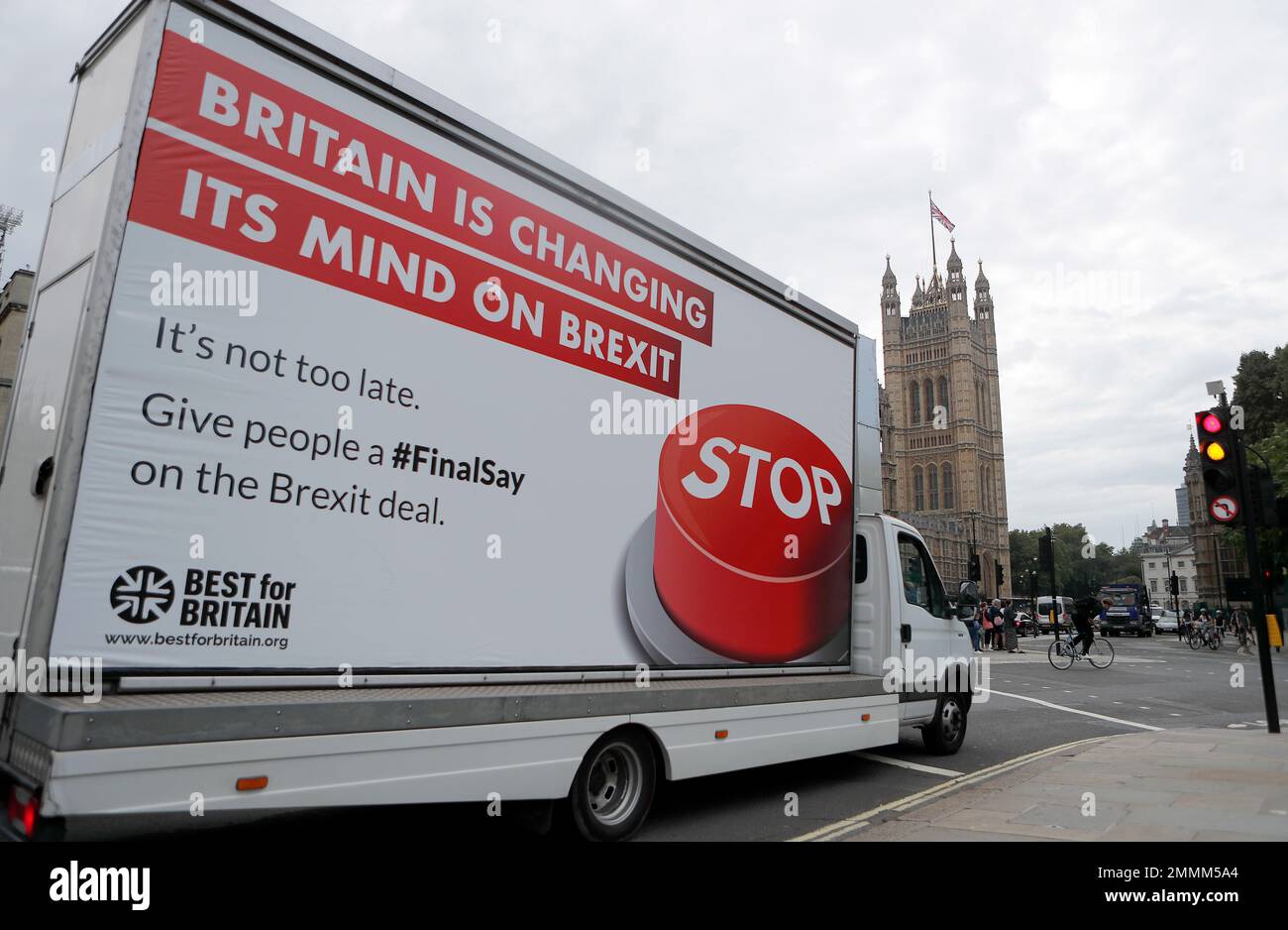 A van with a poster of the 'Best for Britain' campaign makes its way ...