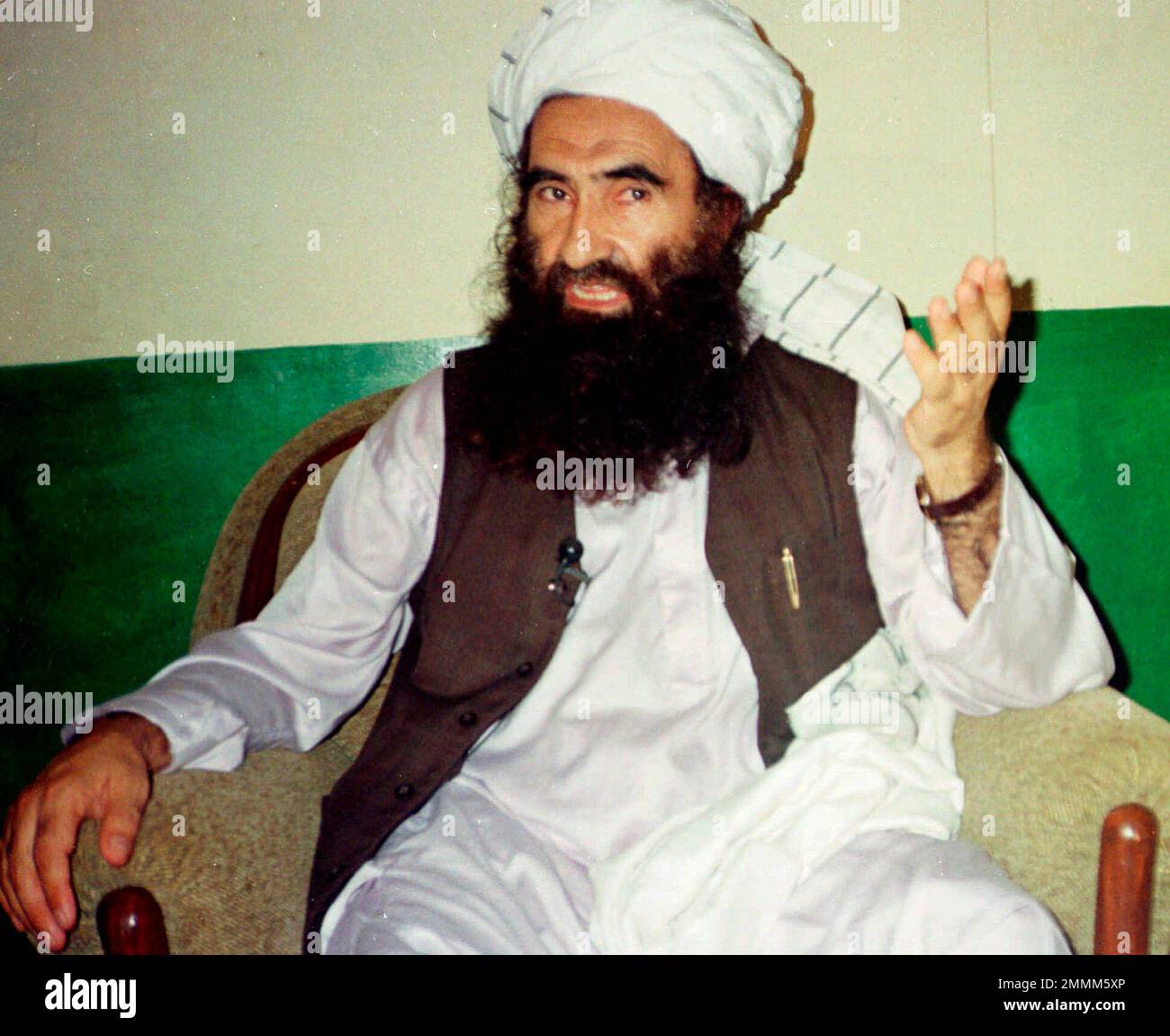 FILE- In this Aug. 22, 1998, file photo, Jalaluddin Haqqani, founder of ...
