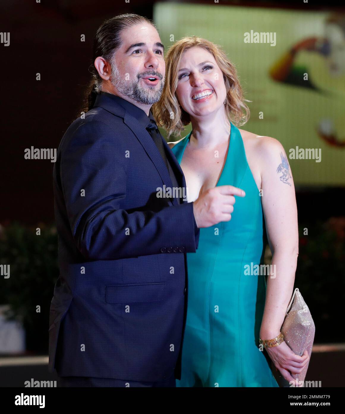 Director S. Craig Zahler and guest pose for photographers upon arrival ...