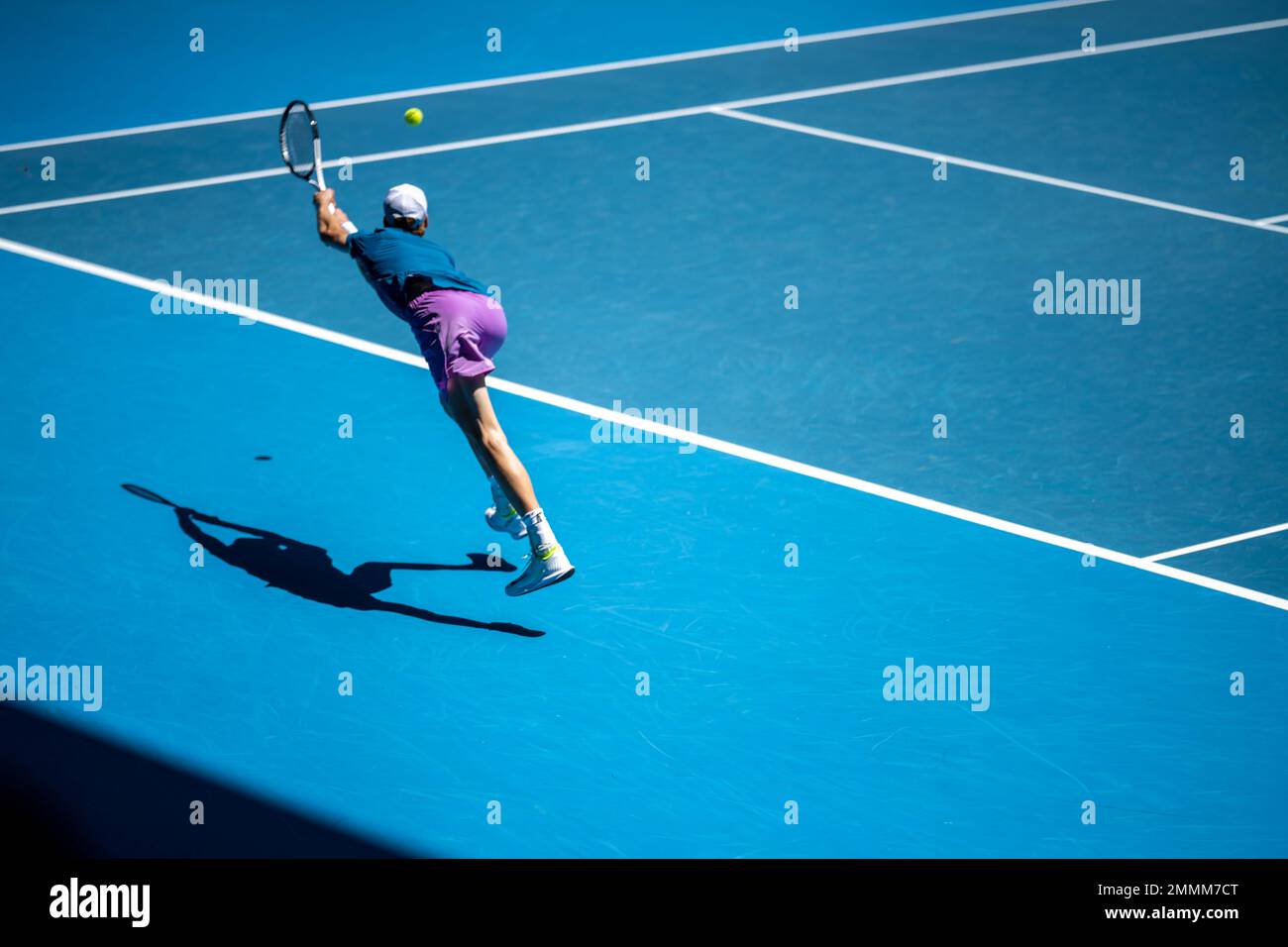 Professional athlete Tennis player playing on a court in a tennis ...
