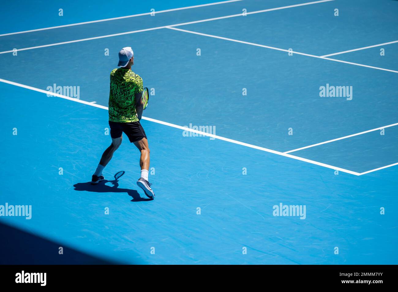 Professional athlete Tennis player playing on a court in a tennis ...