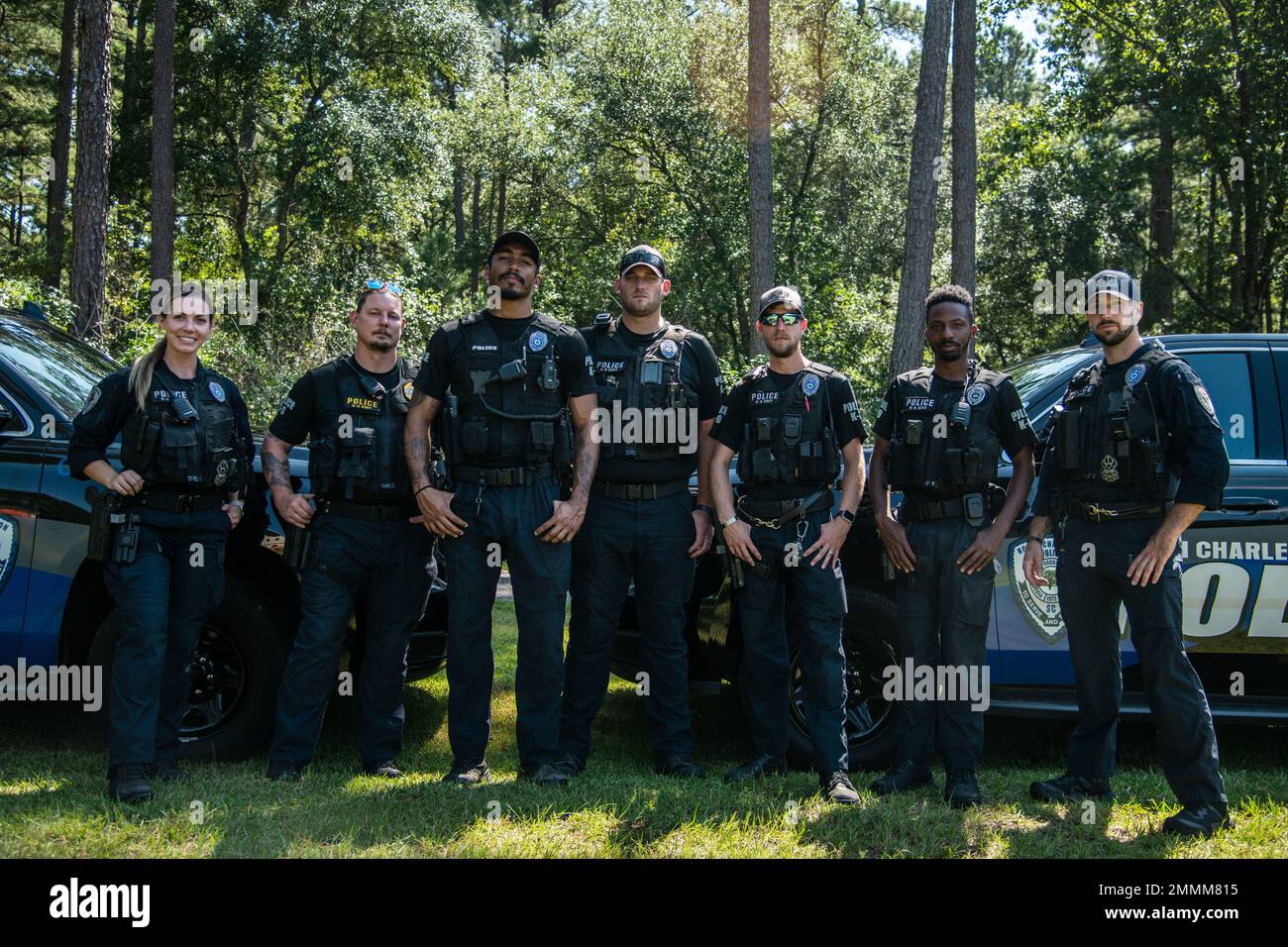 Personnel from the North Charleston Police Department pose for a group ...