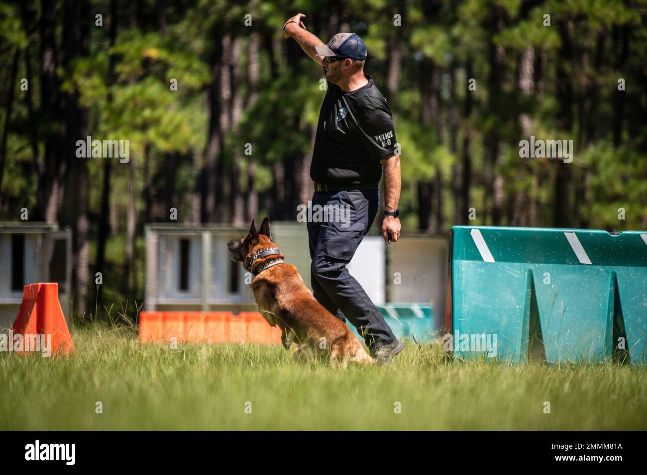 Cpl. Craig Akins, a K-9 handler with the North Charleston Police Department, throws a ball for ...