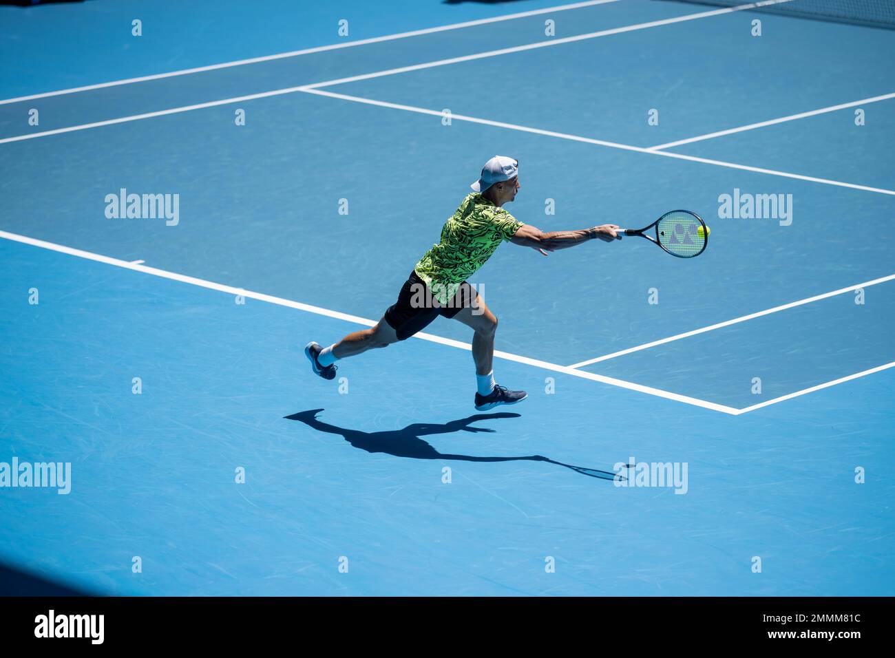 Professional athlete Tennis player playing on a court in a tennis ...