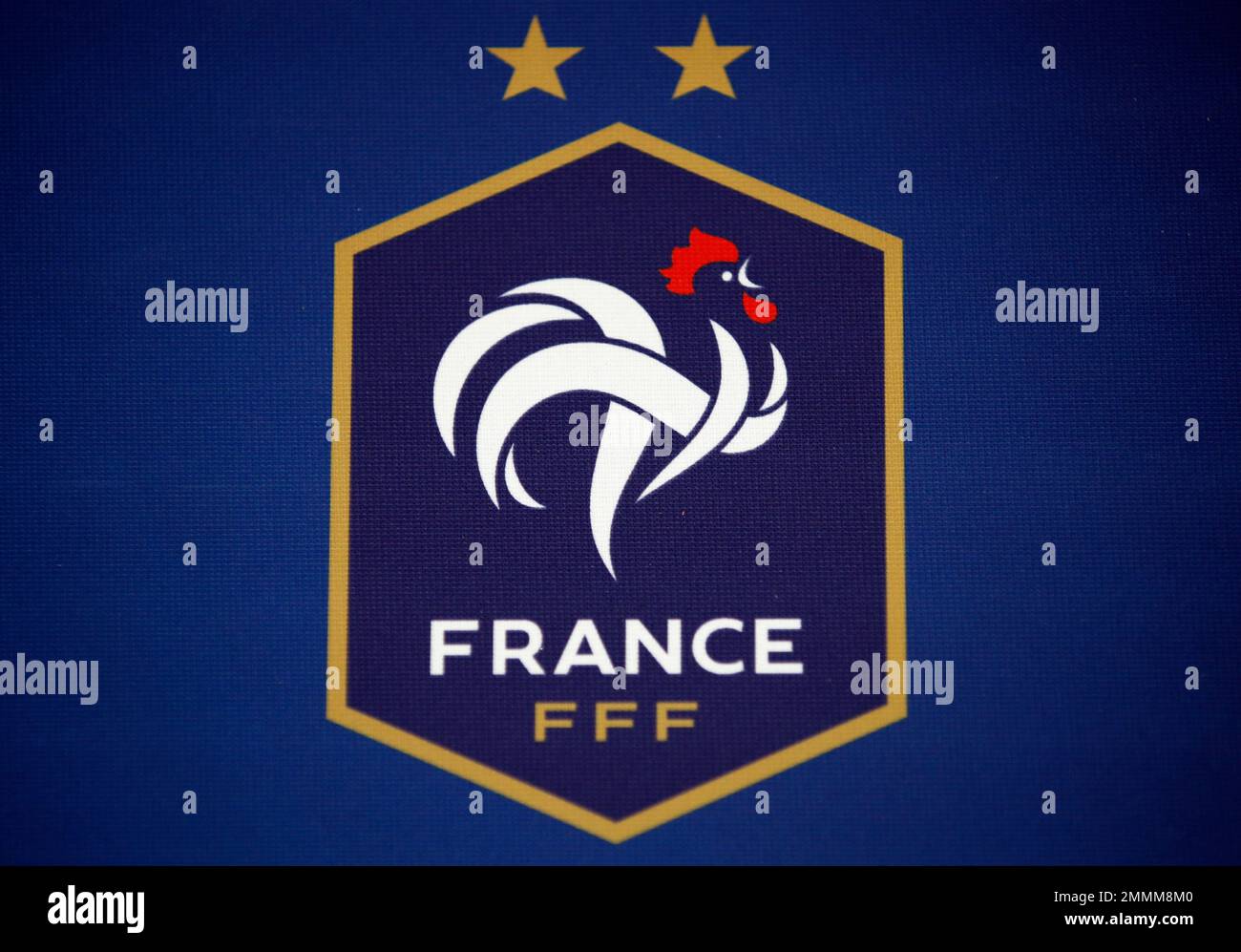 The logo of the French Soccer team Federation with two stars of World ...
