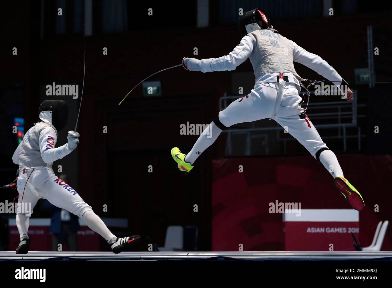 In this Friday, Aug. 24, 2018, photo, South Korea's Kwanghyun Lee, left ...