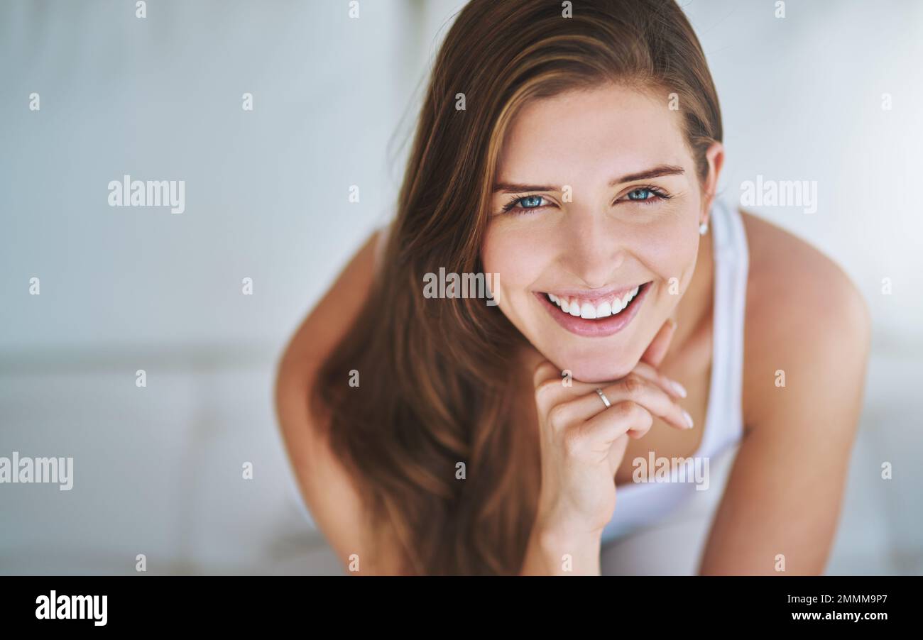 Ive got my weekend face on. Portrait of a young woman relaxing at home ...
