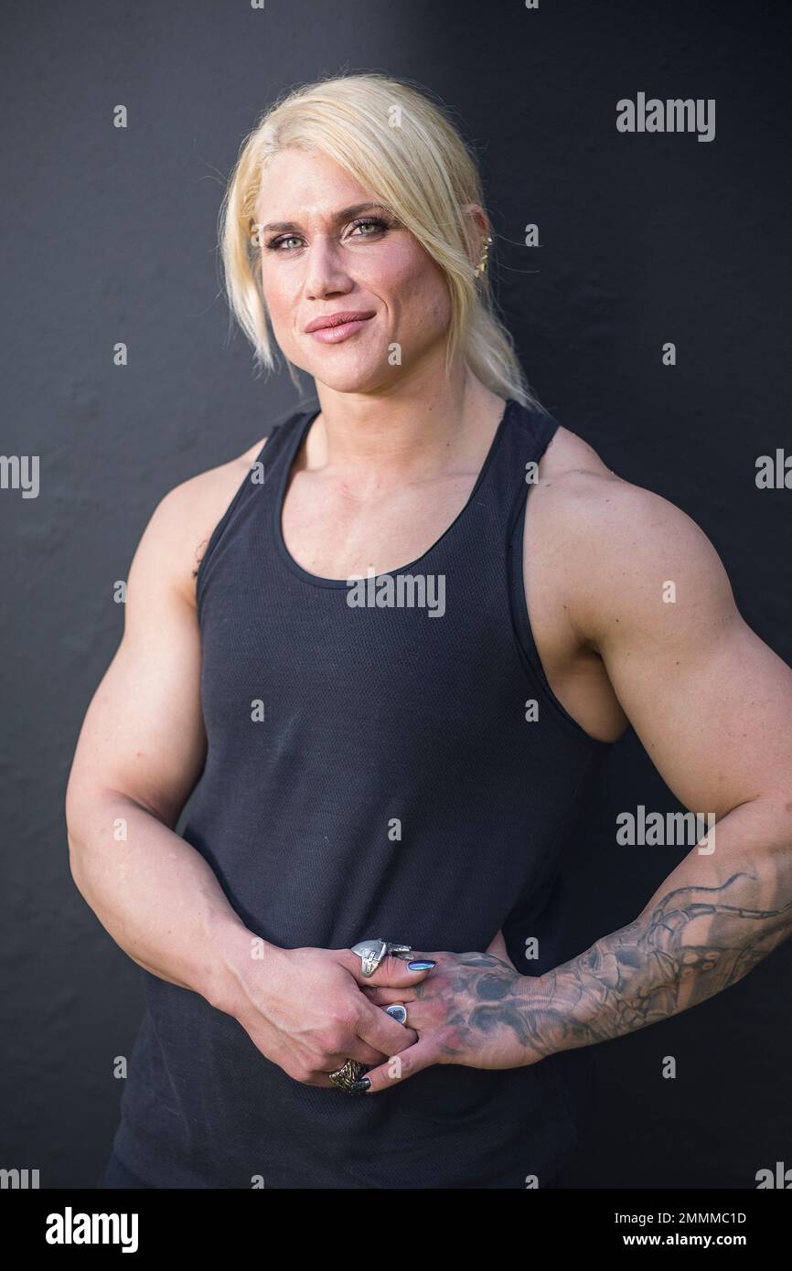 Body builder Julia Fory poses for photographs for the film 'Pearl' at ...