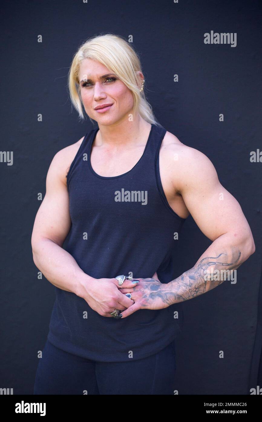 Body builder Julia Fory poses for photographs for the film 'Pearl' at ...