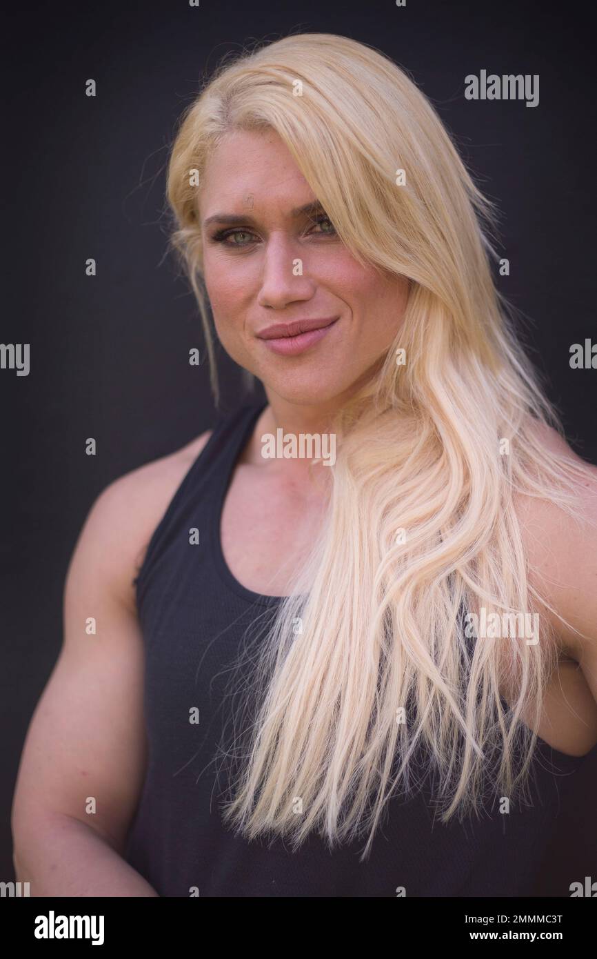 Body builder Julia Fory poses for photographs for the film 'Pearl' at ...