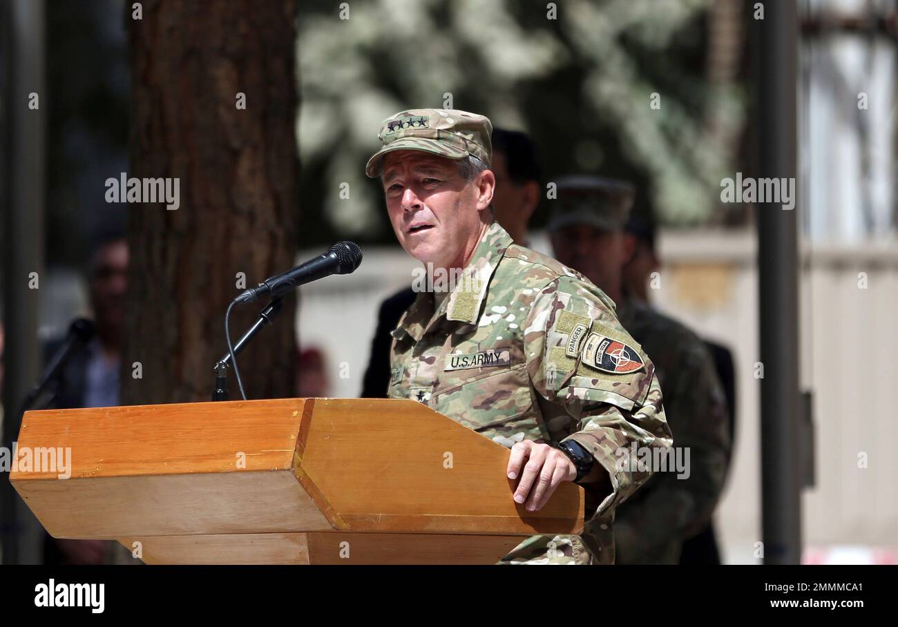 U.S. Army Gen. Austin Miller speaks during the change of command ...
