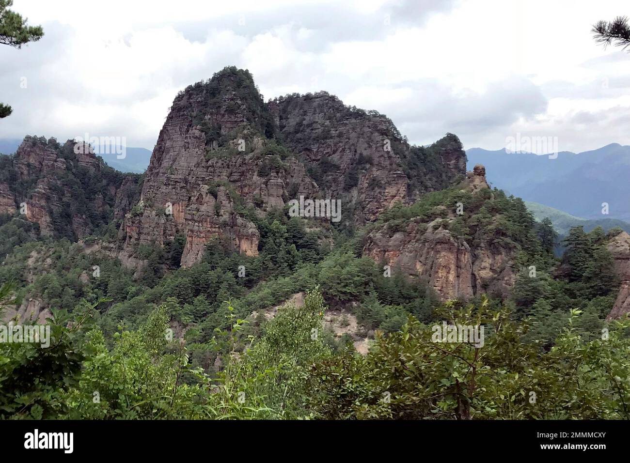 In this Aug. 20, 2018, photo, rocky peaks are seen around Mount Chilbo ...