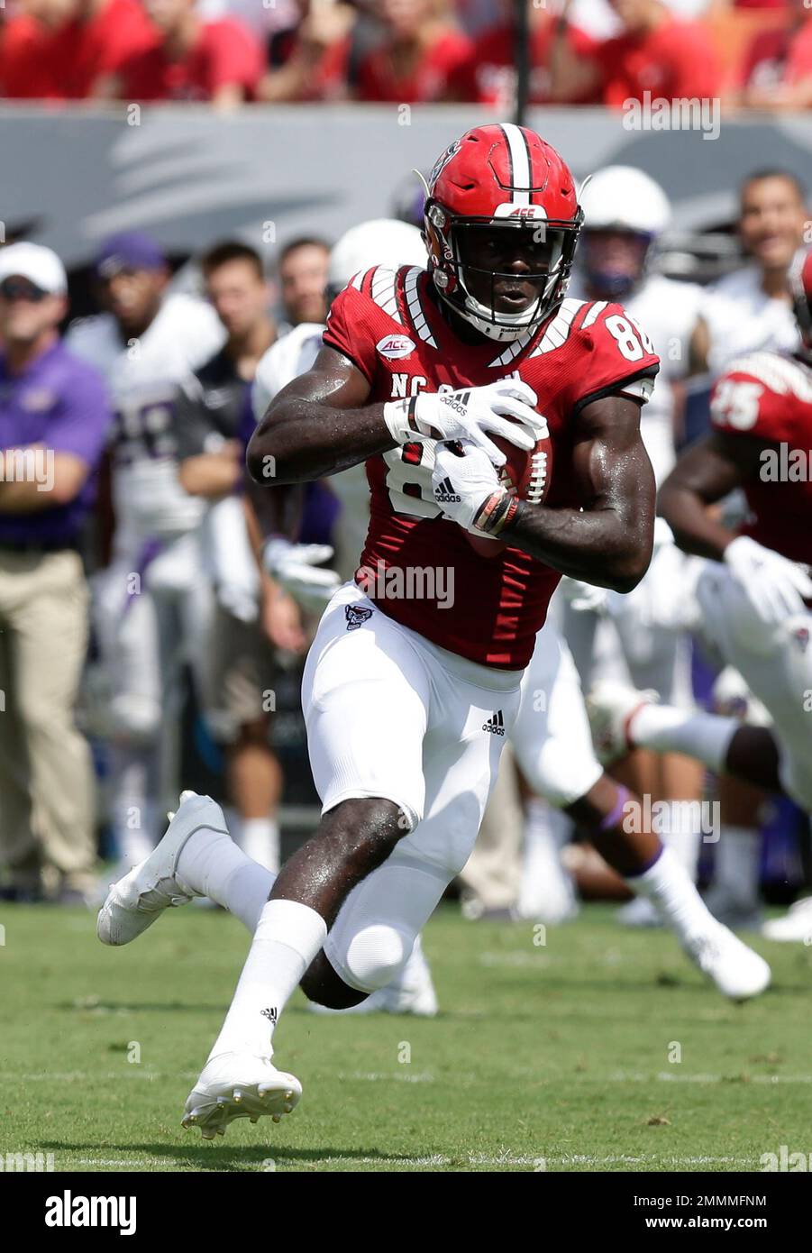 North Carolina State's Emeka Emezie (86) runs the ball against James ...