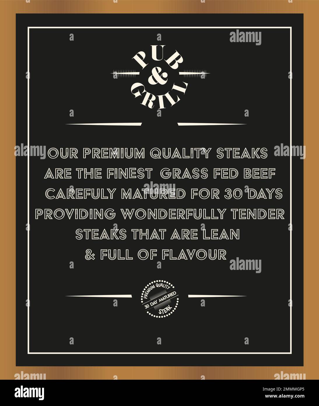 Pub and Grill Premium Quality 30 Day Matured Steak chalkboard manu sign ...