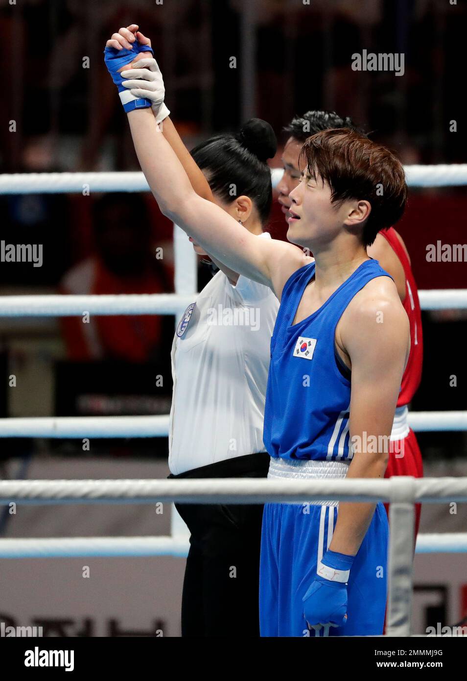 South Korea's Oh Yeonji reacts after defeating Thailand's Sudaporn Seesondee in their women's ...