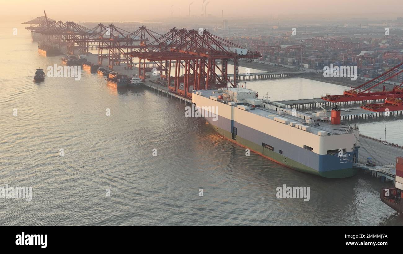 SUZHOU, CHINA - JANUARY 30, 2023 - At the Taicang Port Container ...