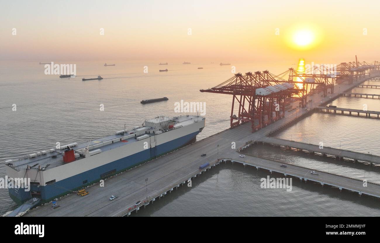 SUZHOU, CHINA - JANUARY 30, 2023 - At the Taicang Port Container ...