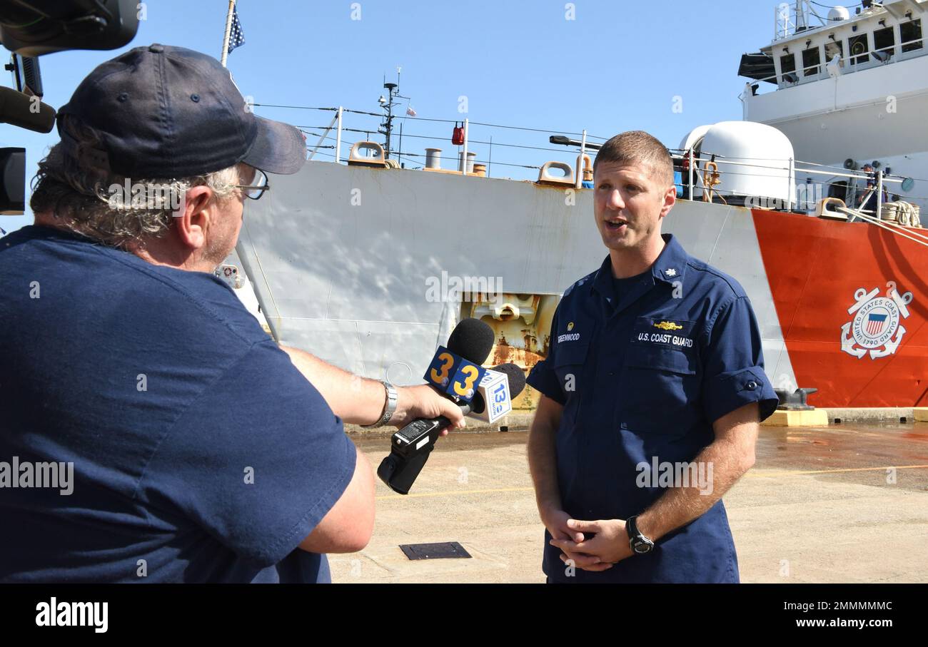 Cmdr. Jeremy Greenwood, commanding officer of the USCGC Legare (WMEC ...