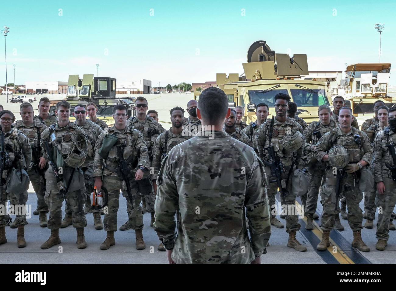 Airmen assigned to the 509th Security Forces Squadron receive a ...