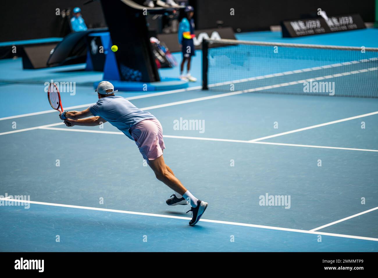 Professional athlete Tennis player playing on a court in a tennis ...