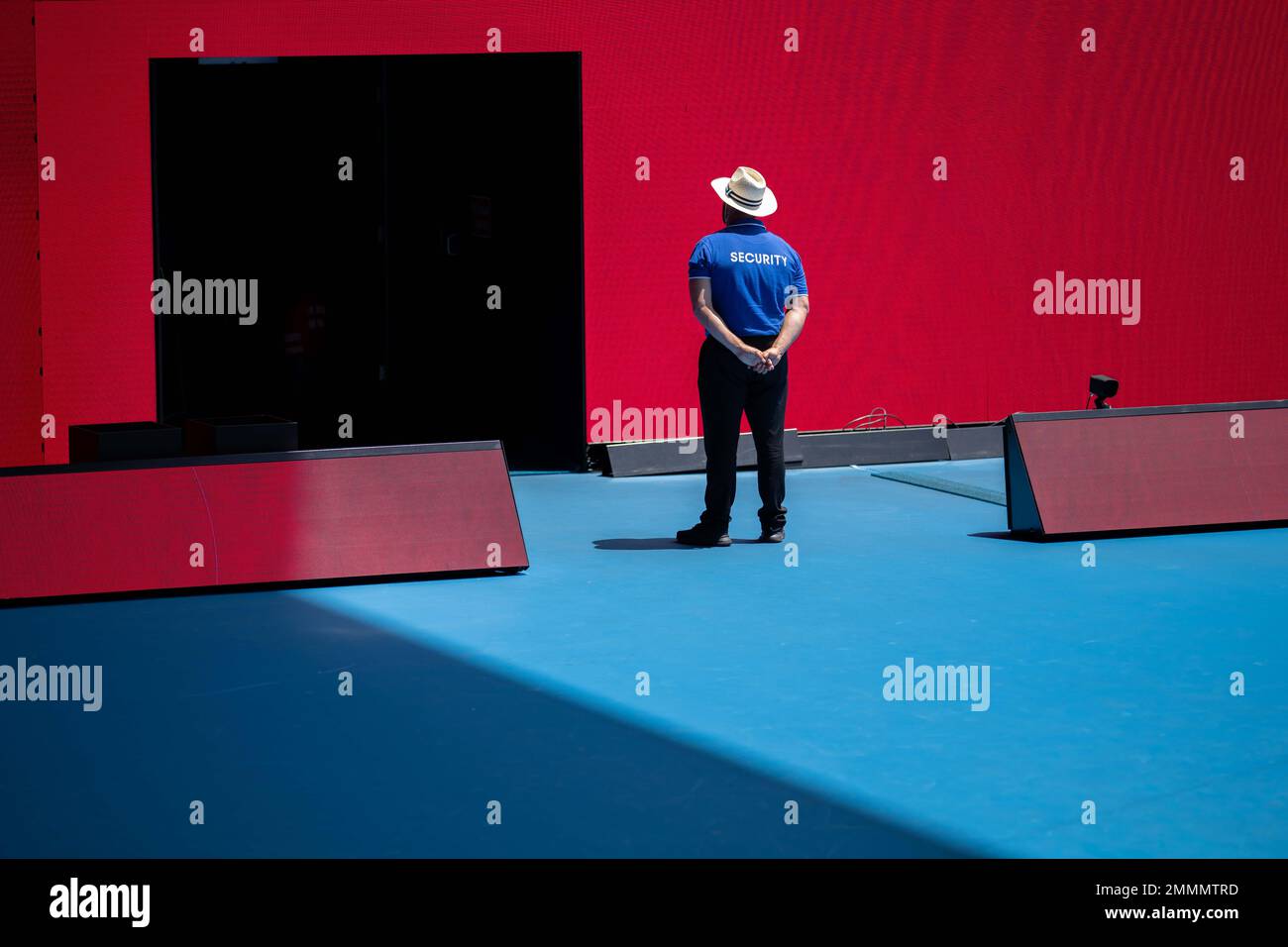 public event with security guards on court at the tennis in melbourne ...
