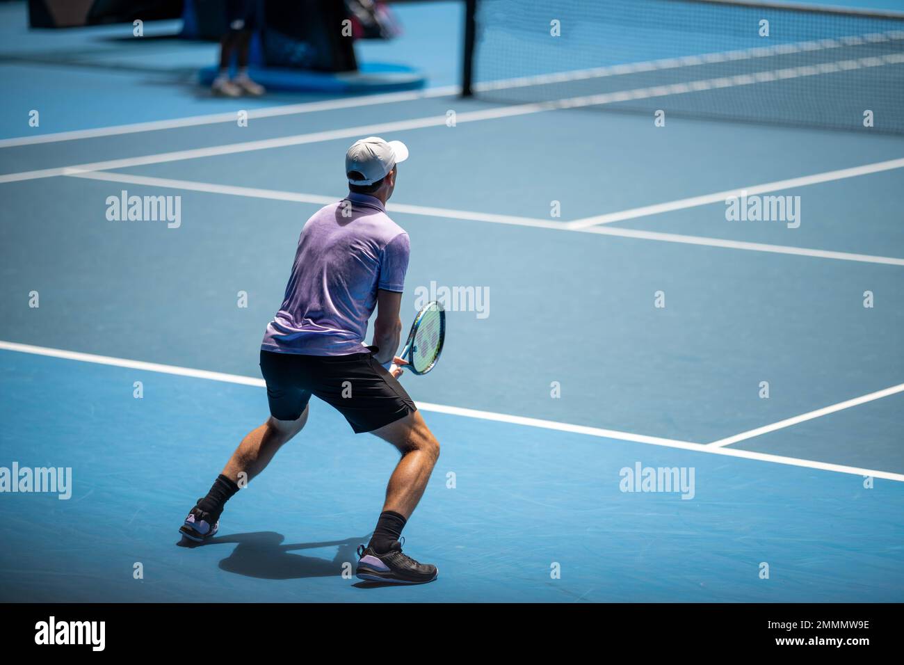 Professional athlete Tennis player playing on a court in a tennis ...