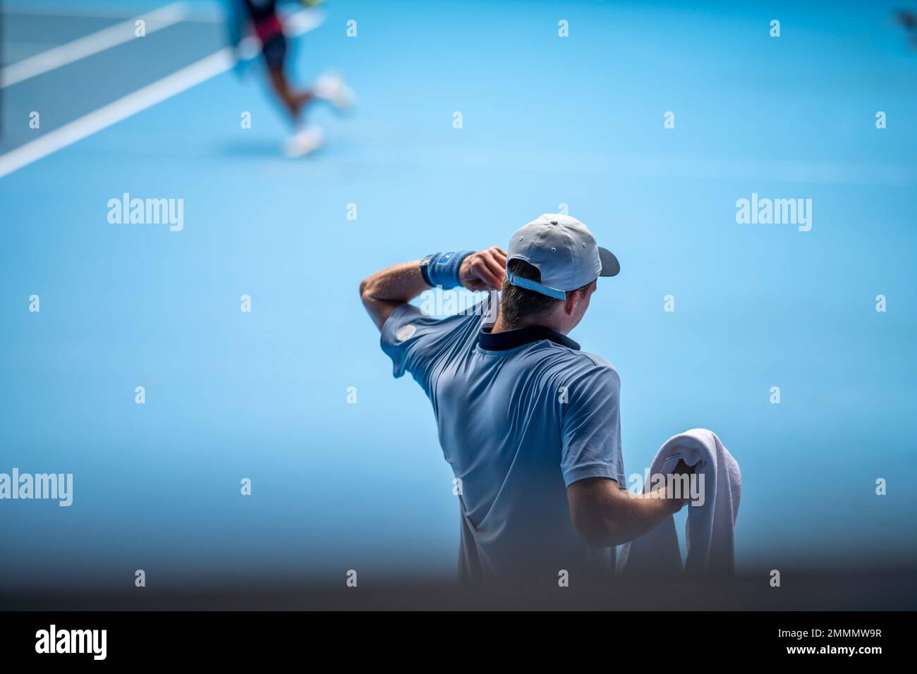 Professional athlete Tennis player playing on a court in a tennis ...