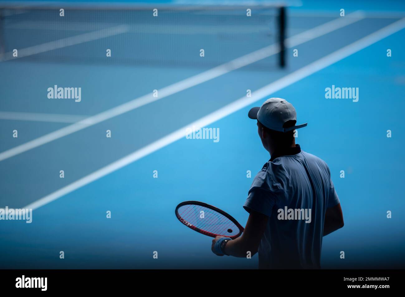 Professional athlete Tennis player playing on a court in a tennis ...