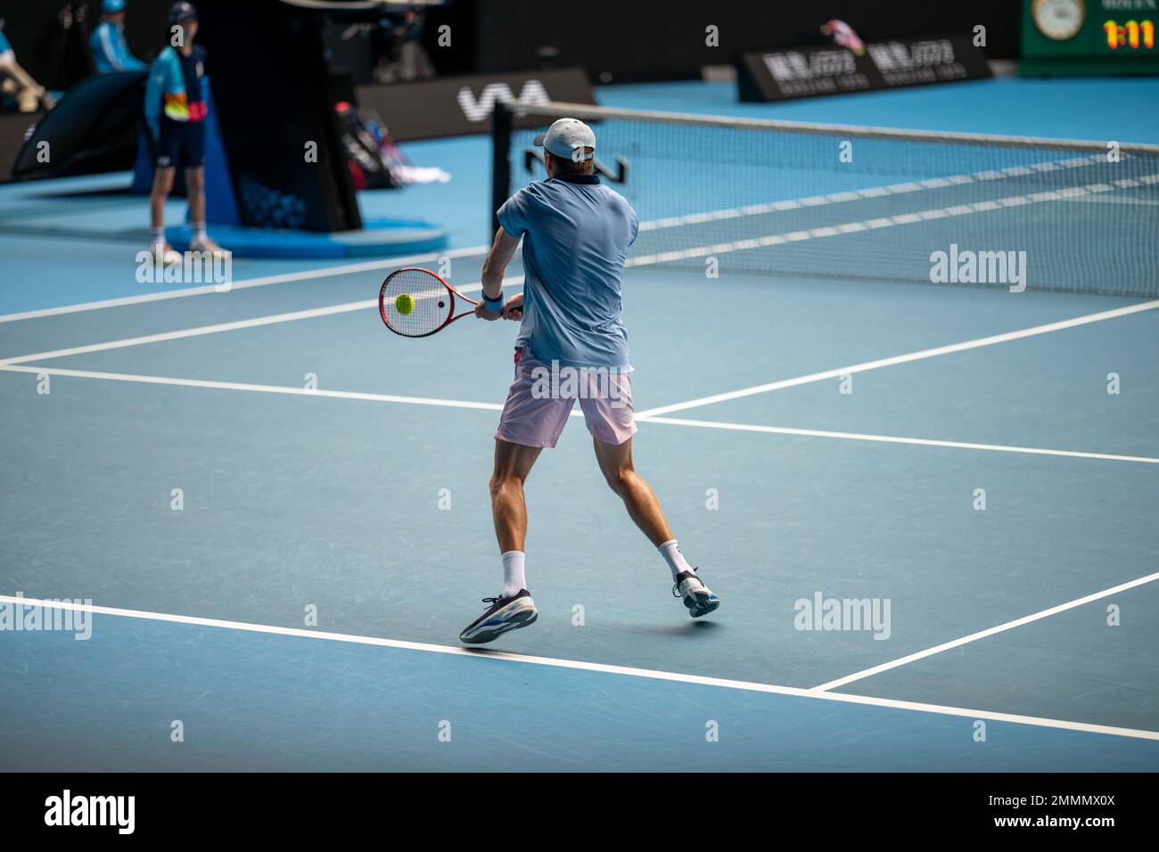 Professional athlete Tennis player playing on a court in a tennis ...