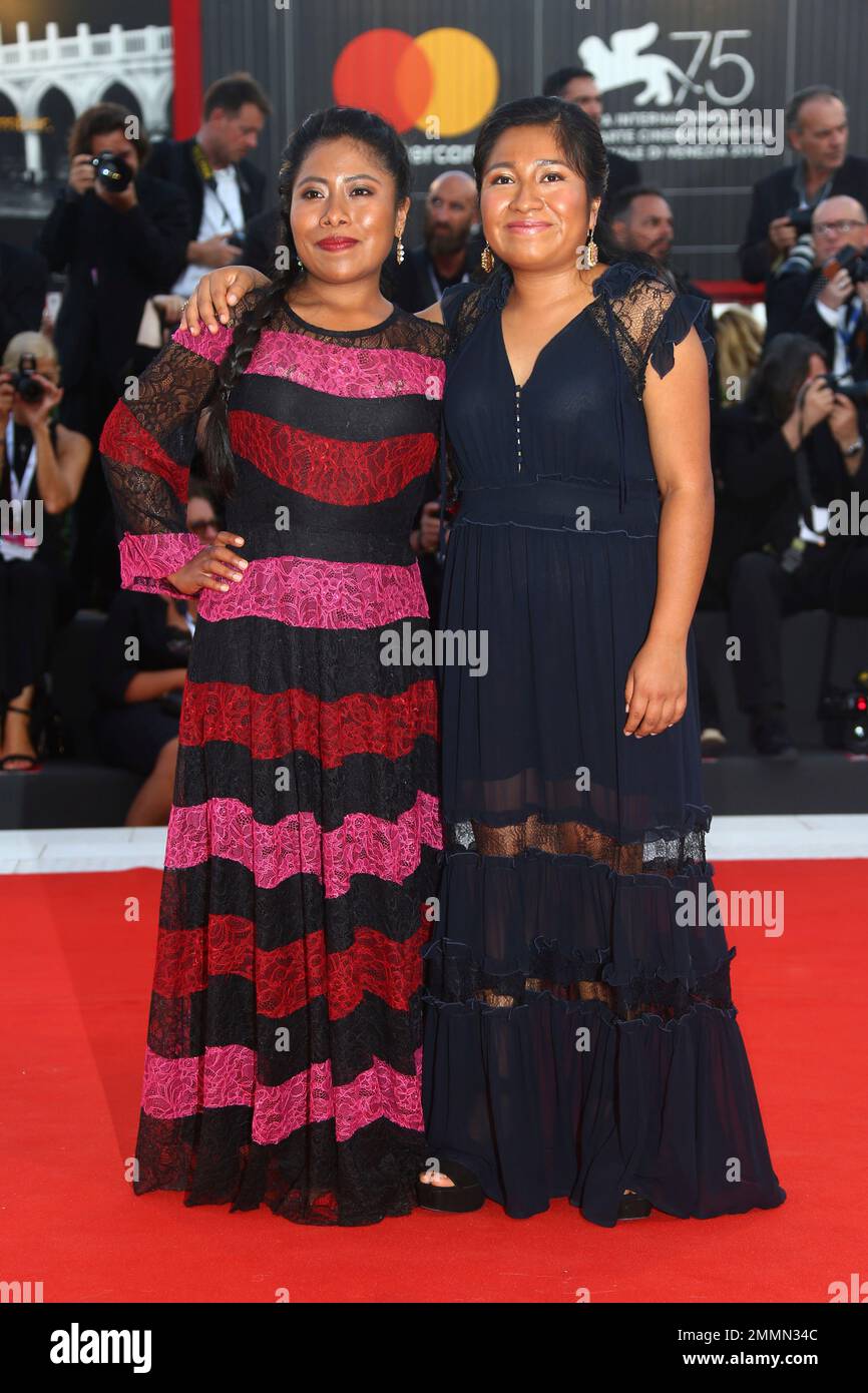 Actresses Yalitza Aparicio, left, and Nancy Garcia pose for ...