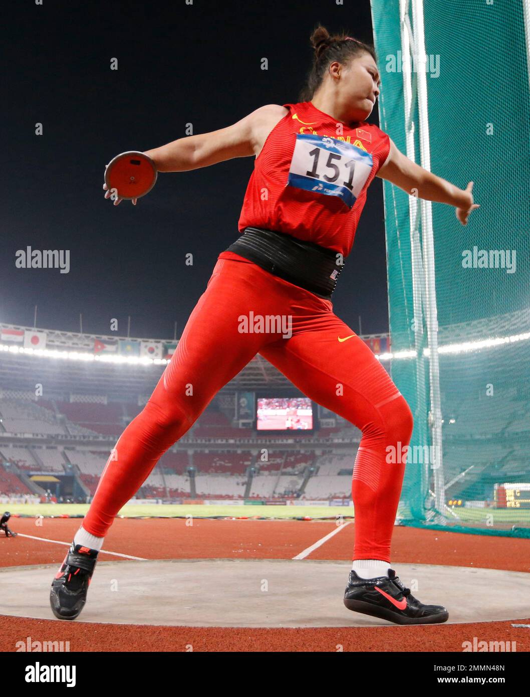 China's Chen Yang competes in the woman's discus final during the ...