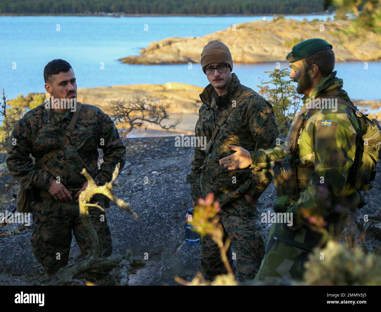 Swedish Marine 1st Lt. Max Björk (right), Hellfire missile platoon ...