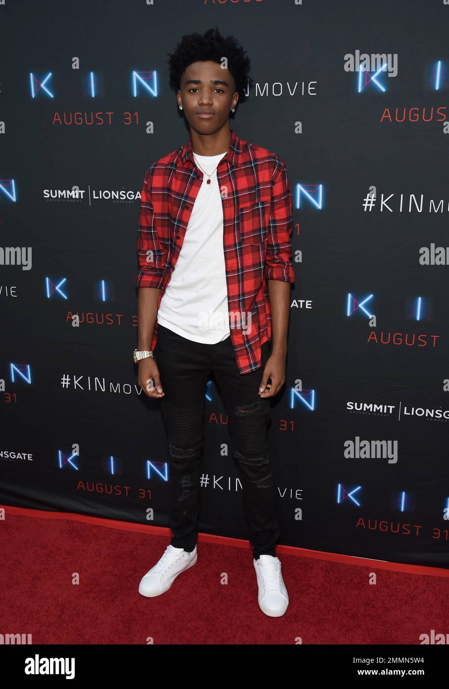 Myles Truitt arrives at the Los Angeles premiere of "Kin" at ArcLight ...