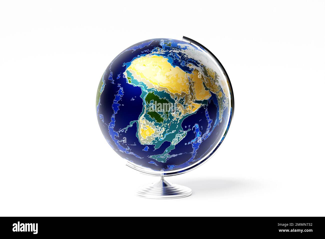 Earth planet model with world map on base isolated on white background ...