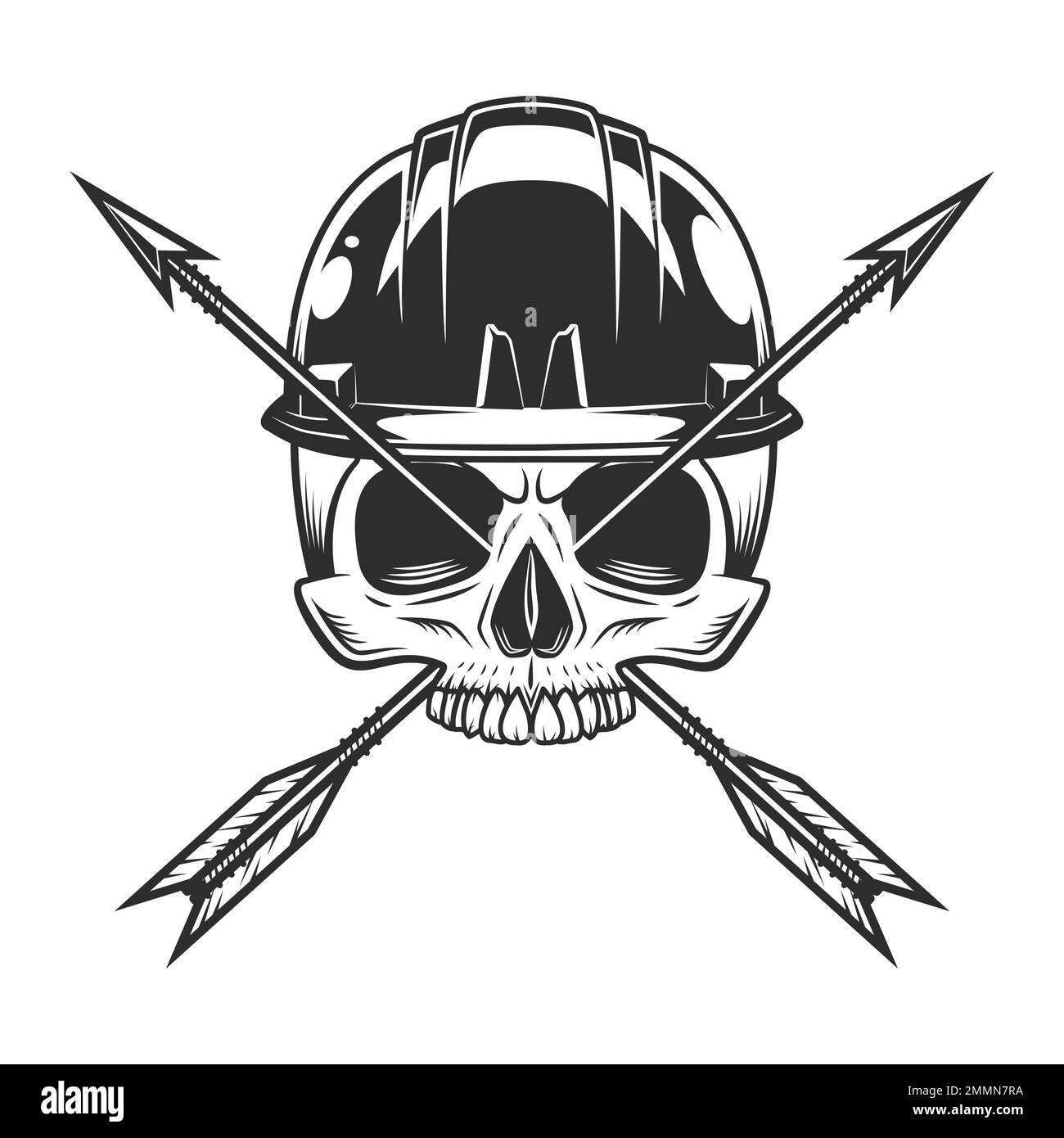 Builder skull without jaw with construction hard hat and vintage ...