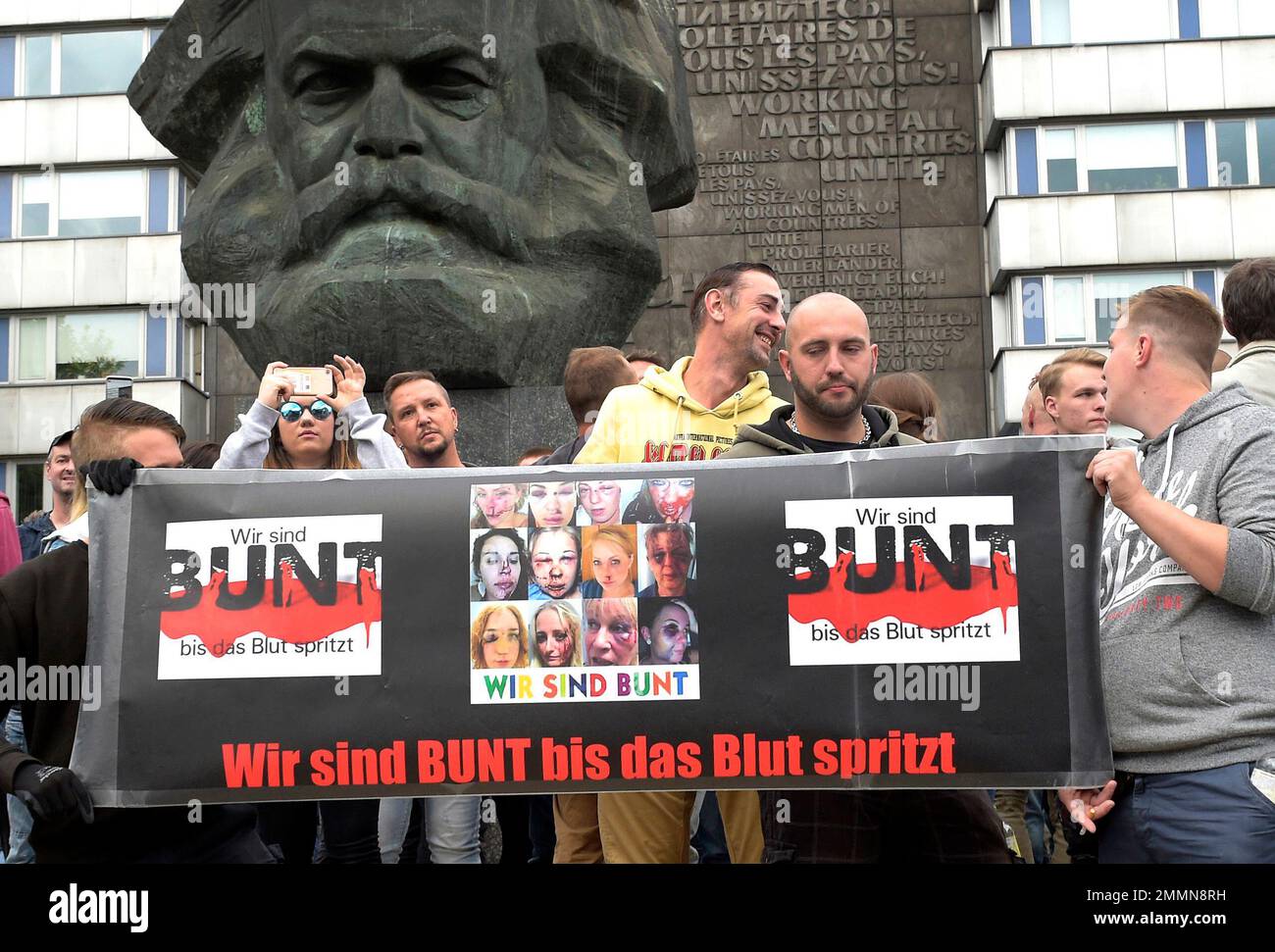 FILE - In this Aug. 27, 2018 file photo protesters gather for a far ...