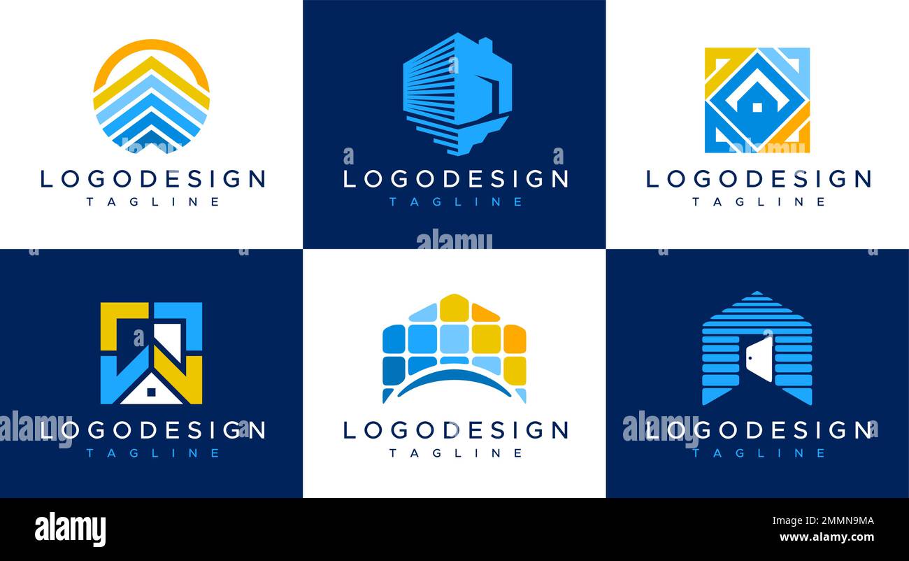 Home solar logo design set. Glass house logo branding Stock Vector ...