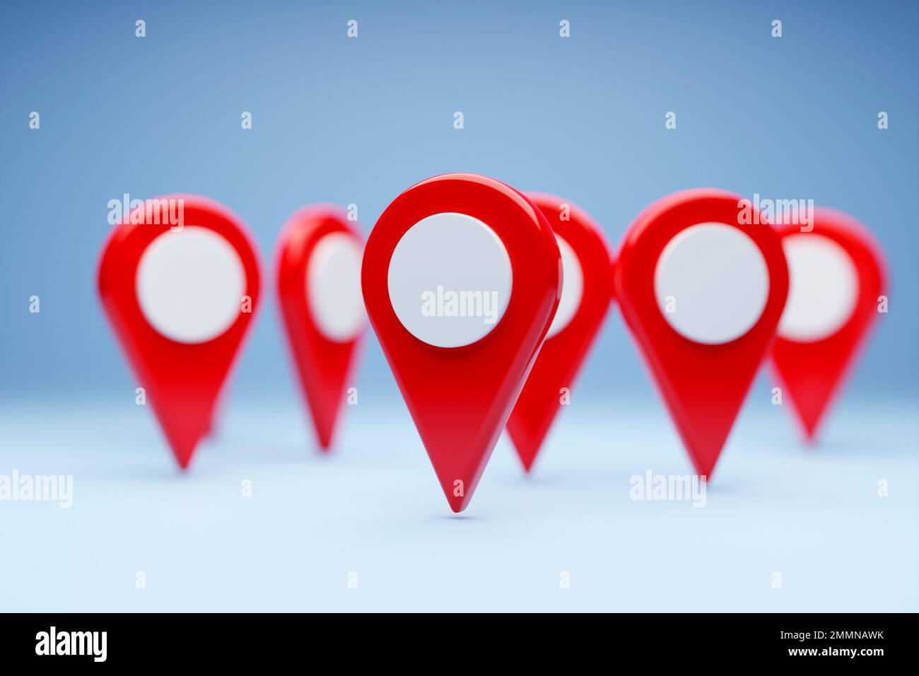 3d illustration of an icon with a red destination point on the map ...