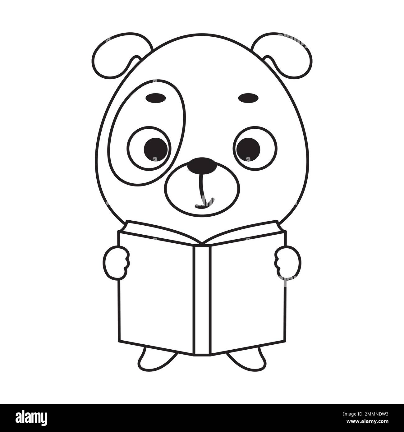 Coloring page cute little dog reads book. Coloring book for kids ...