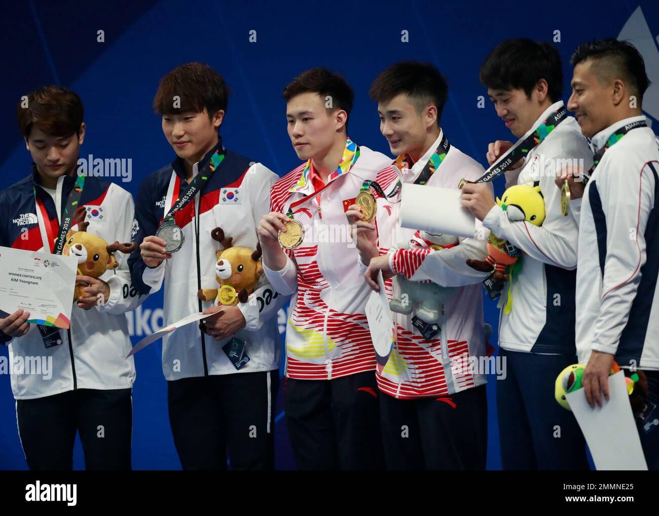 From left to right, silver medalists Kim Yeong-nam and Woo Ha-ram of ...