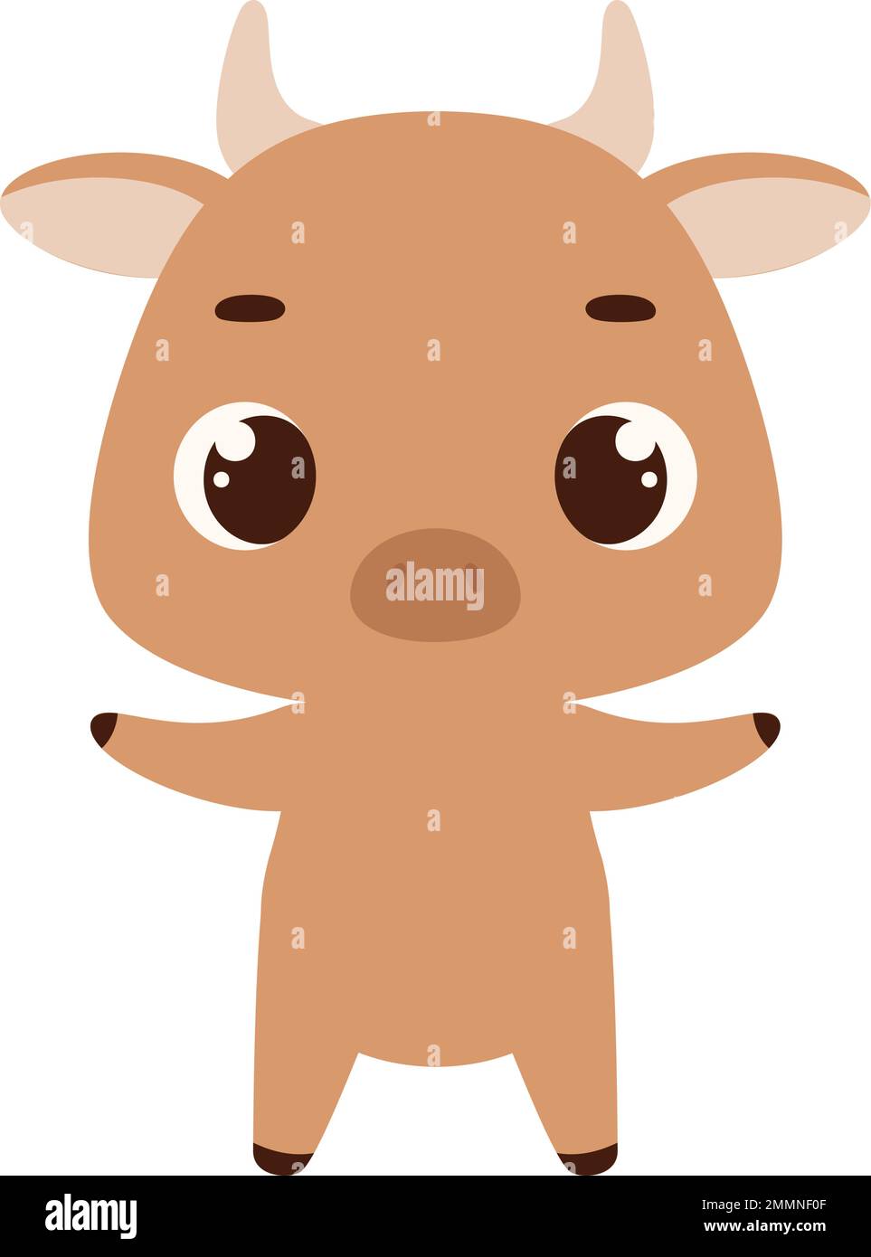 Cute little bull on white background. Cartoon animal character for kids ...